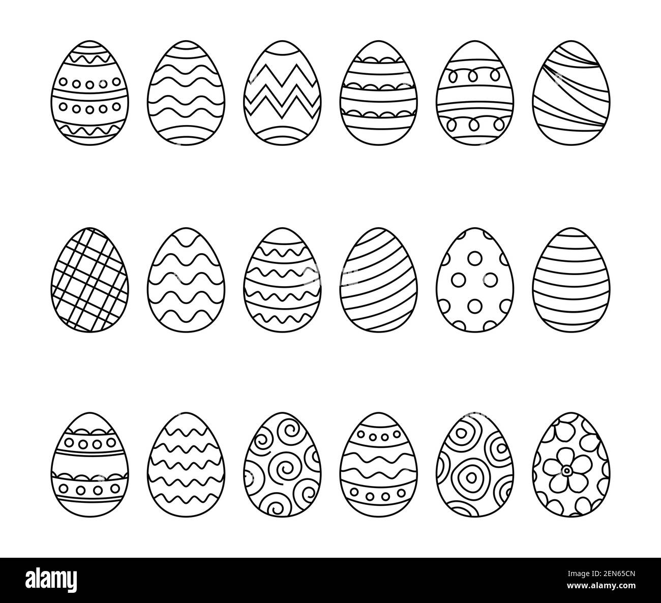 Easter eggs set doodle style. Happy easter hand drawn isolated on white background Stock Vector ...