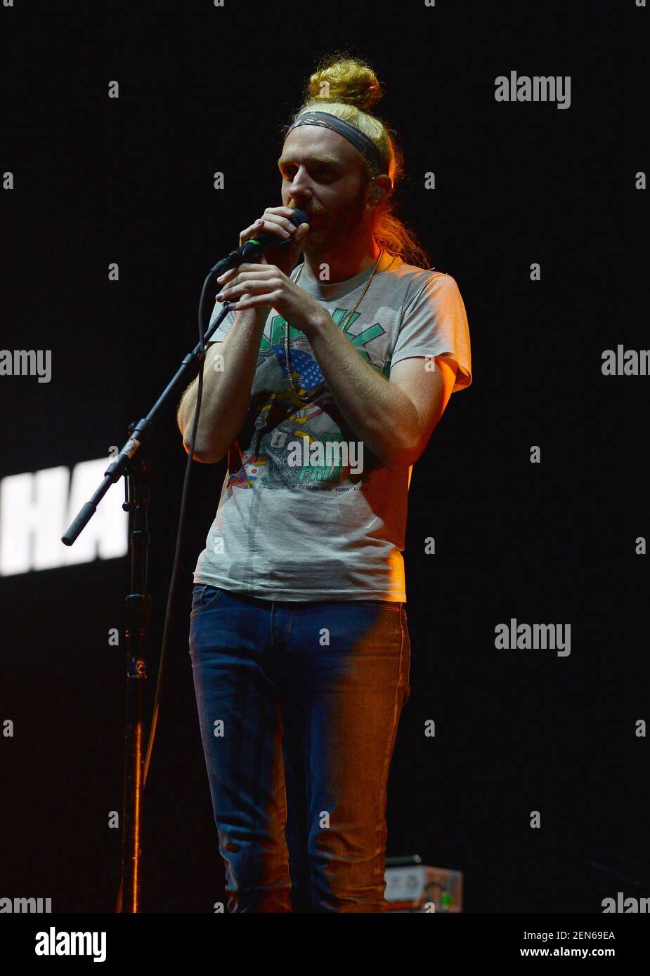 MIAMI, FL - JUNE 15: Singer Dylan Rau of the band Bear Hands performs ...