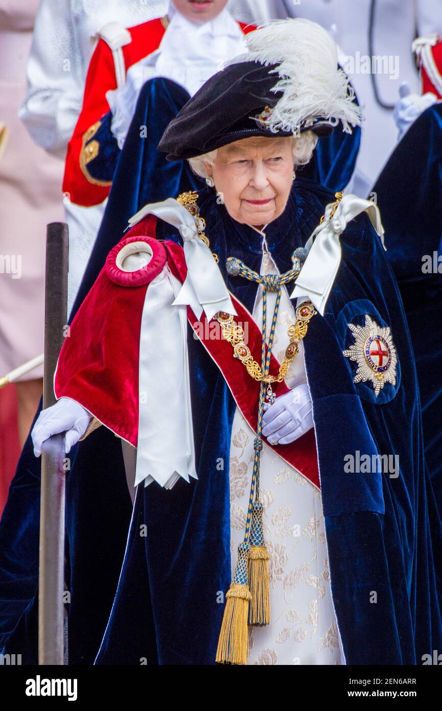 Queen Elizabeth II during Order of the Garter service, a service for ...
