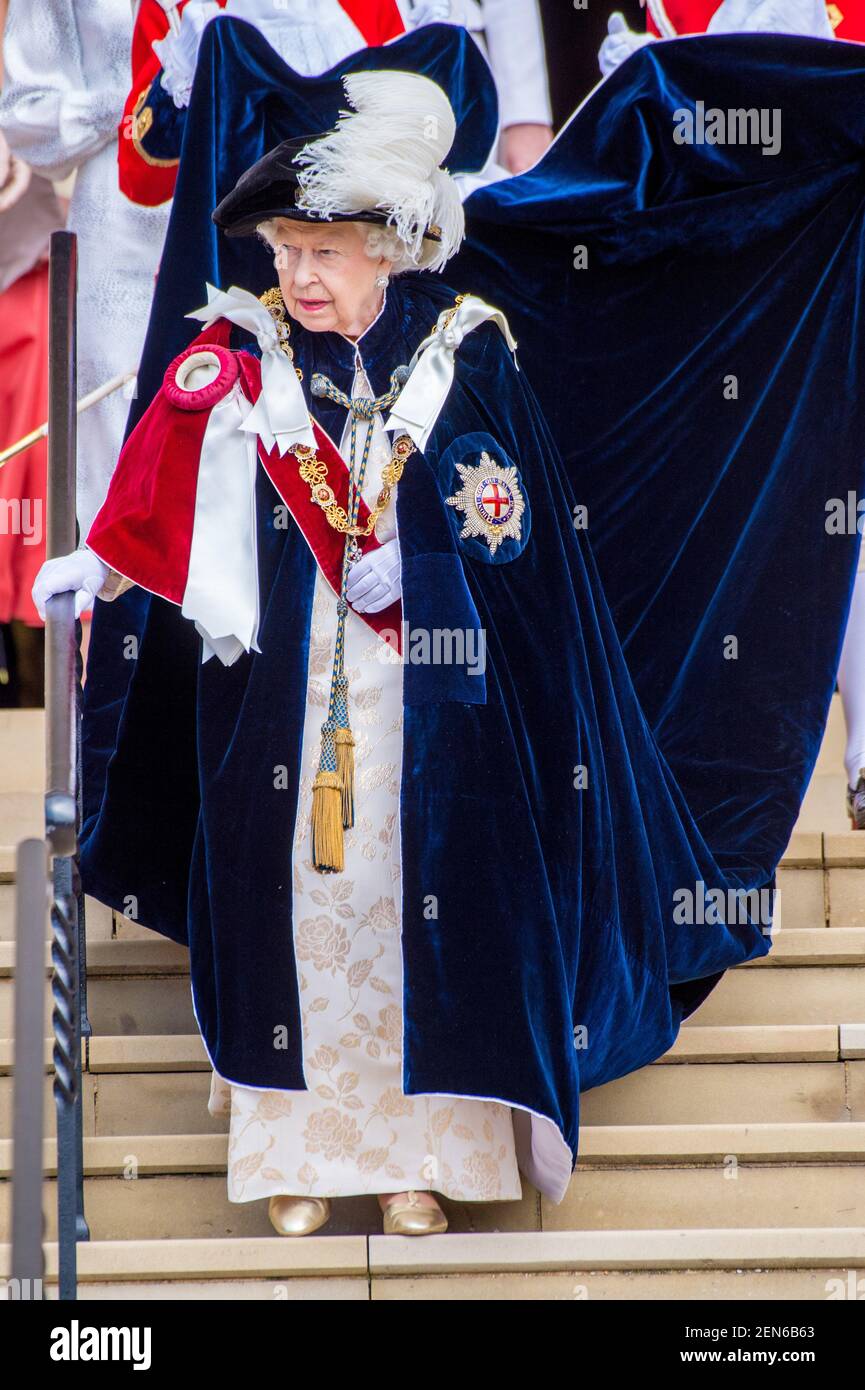 Queen Elizabeth II during Order of the Garter service, a service for ...
