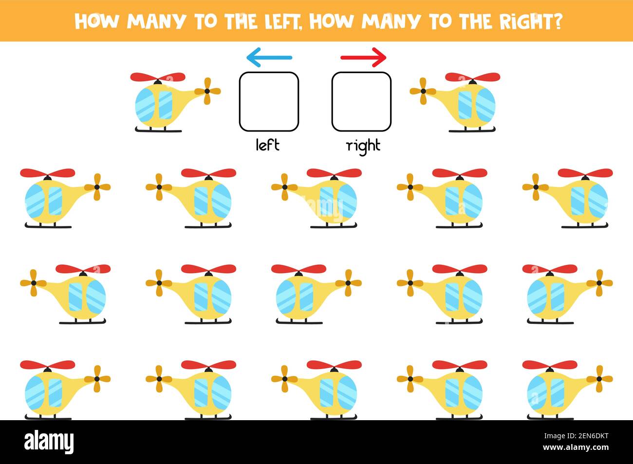 Left or right with cartoon helicopter. Educational game to learn left ...