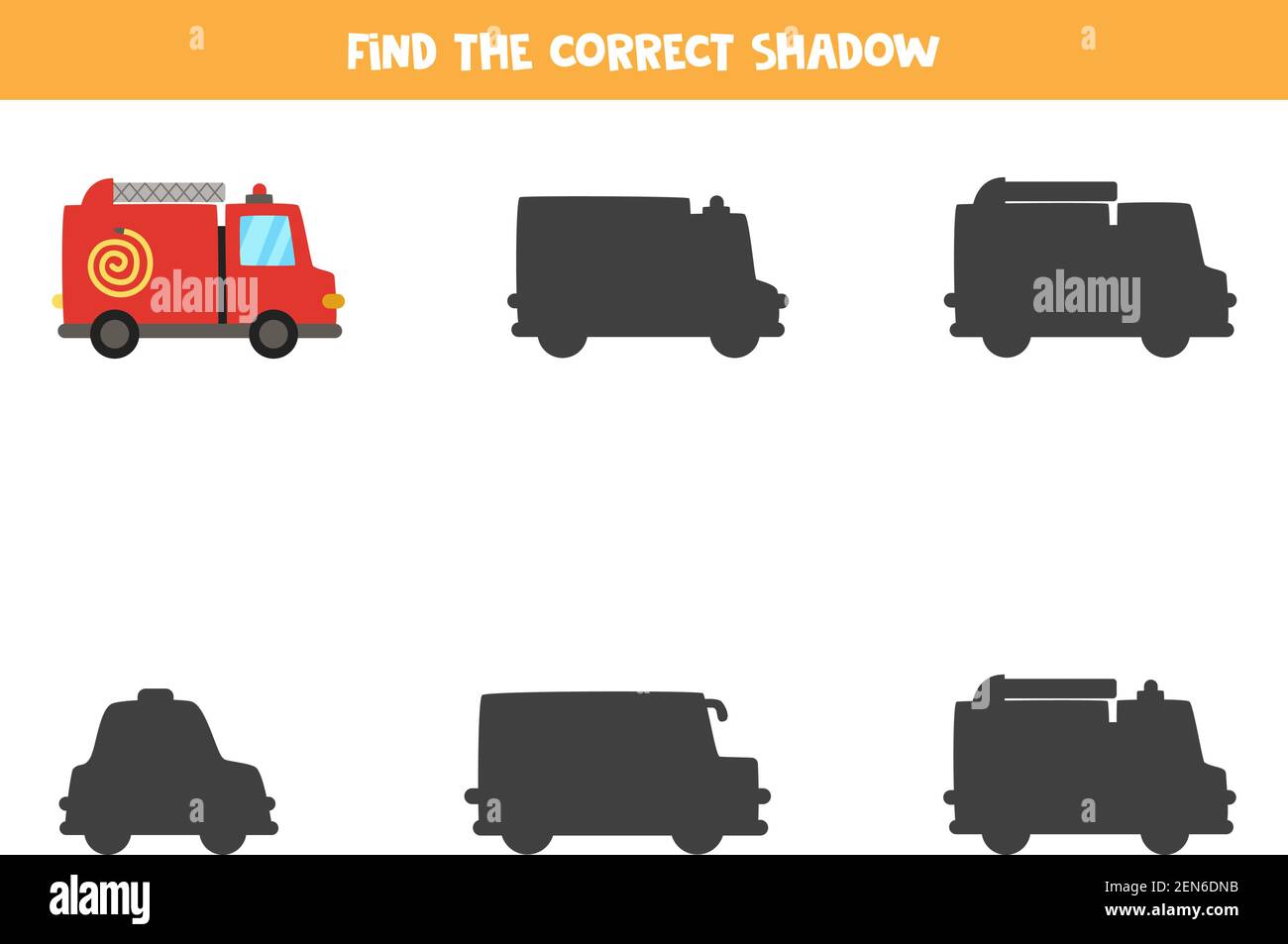 Find shadow of fire truck. Educational logical game for kids Stock ...