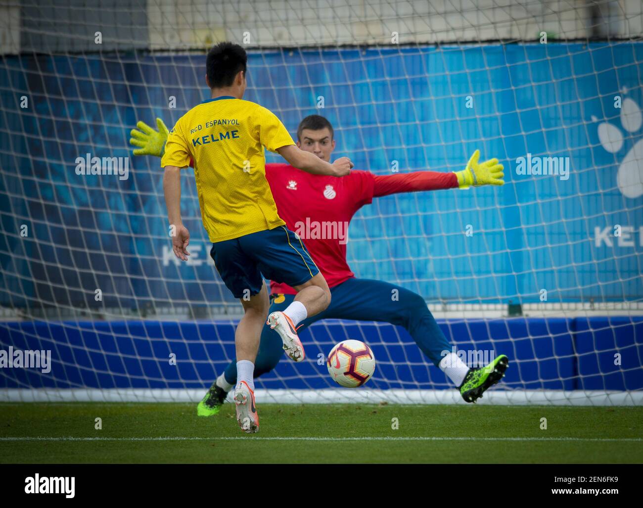 Chinese footballer Wu Lei takes part in a training session of RCD ...