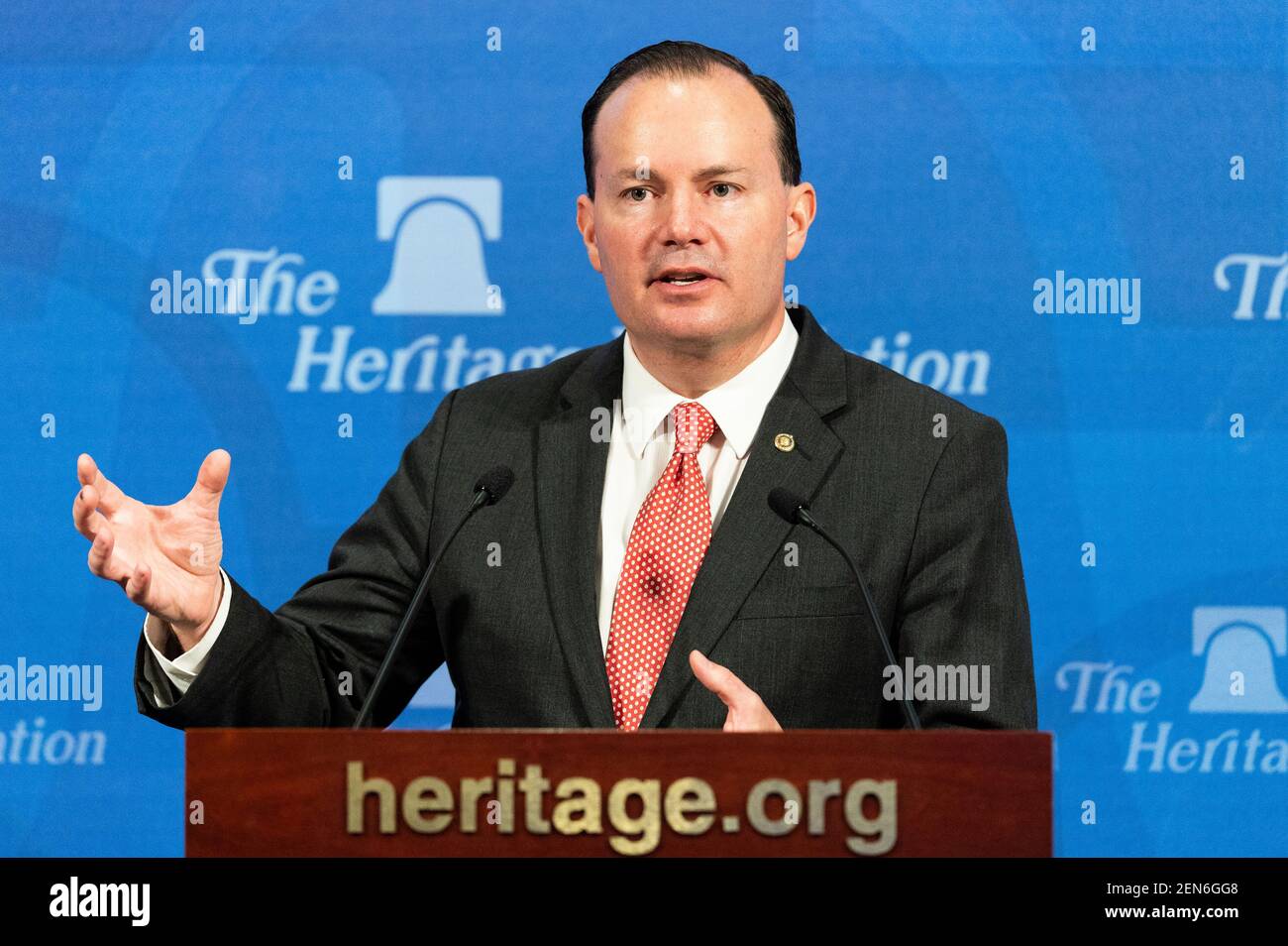U.S. Senator Mike Lee (R-UT) speaking at the Heritage Foundation in ...