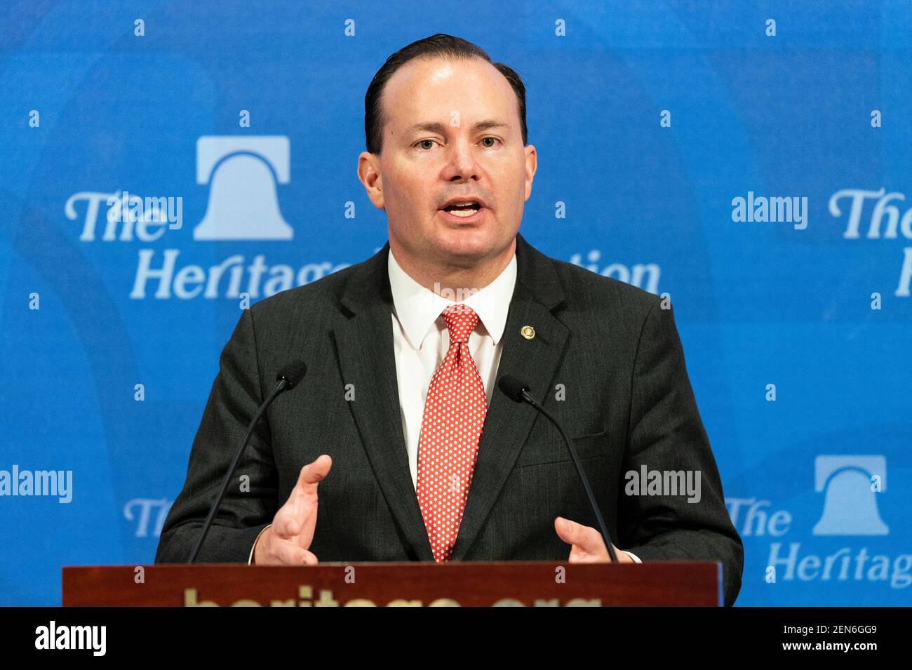 U.S. Senator Mike Lee (R-UT) speaking at the Heritage Foundation in ...