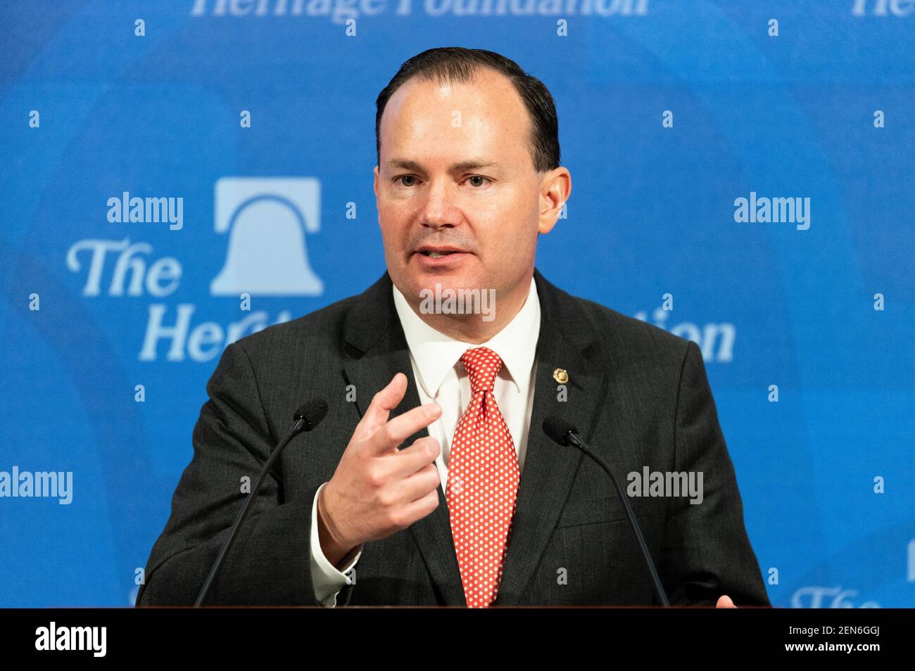 U.S. Senator Mike Lee (R-UT) speaking at the Heritage Foundation in ...