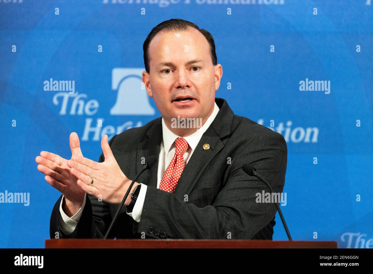 U.S. Senator Mike Lee (R-UT) speaking at the Heritage Foundation in ...