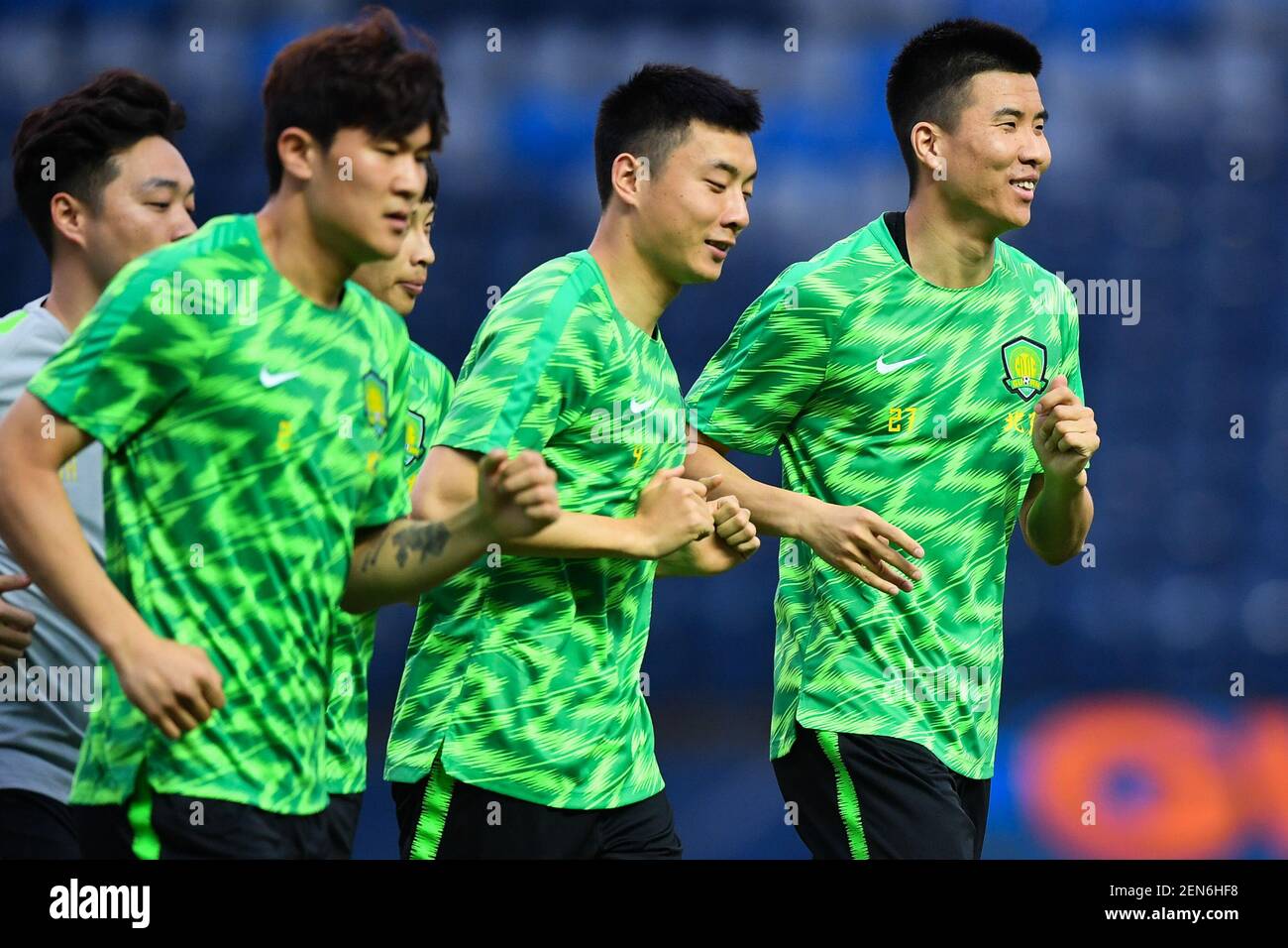 Players of China's Beijing Sinobo Guoan take part in a training session ...