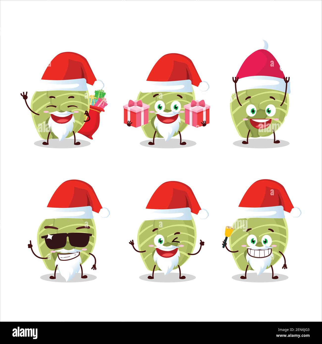 Santa Claus emoticons with white cabbage cartoon character. Vector ...