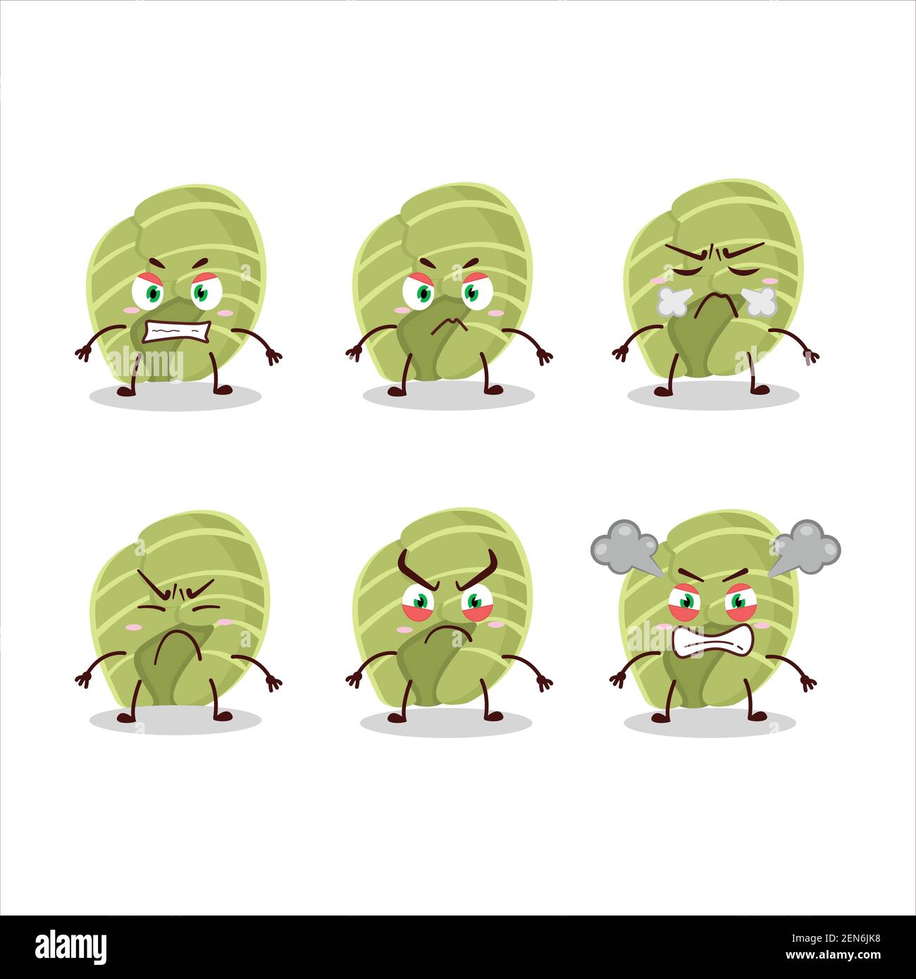 White cabbage cartoon character with various angry expressions. Vector ...