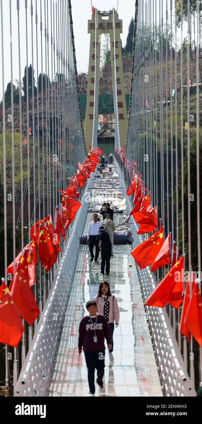 Aerial view of a new glass-bottomed bridge to open to tourists around ...