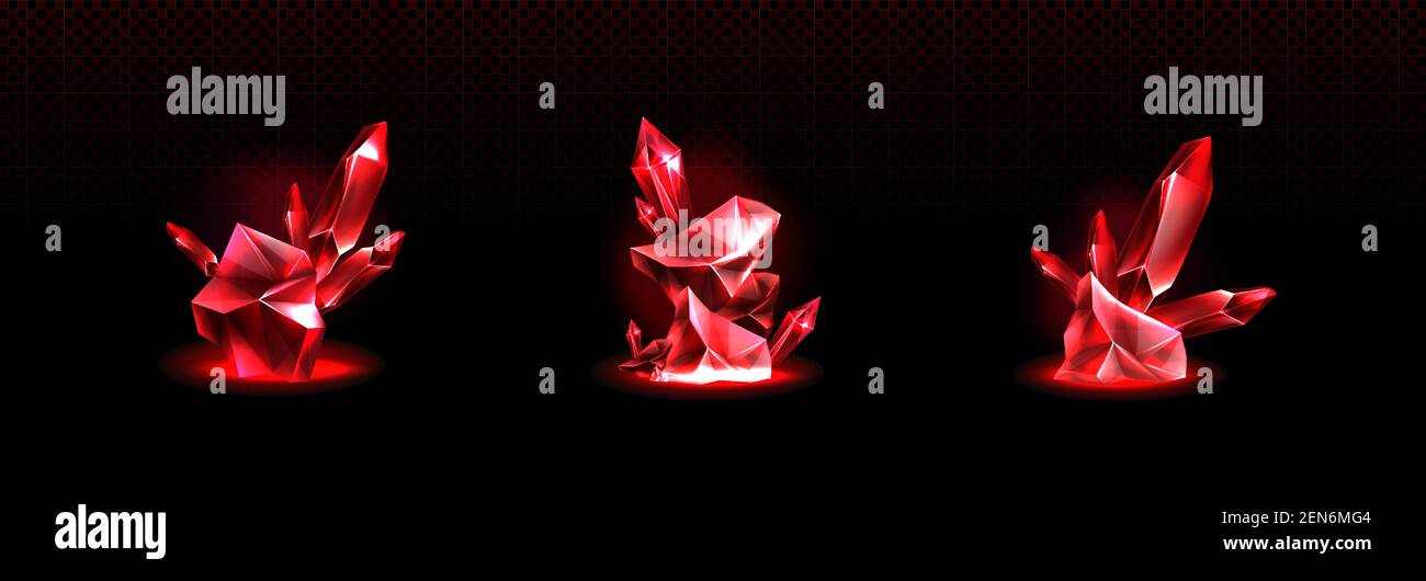 Precious ruby stones, shiny red crystals isolated on transparent ...