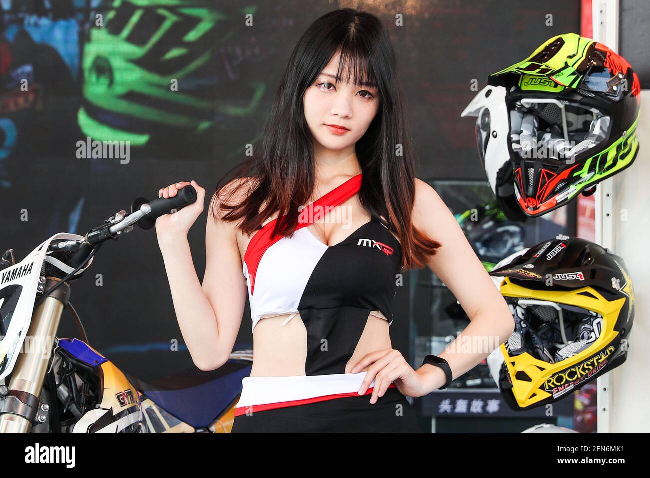 A model poses at the Shanghai International Circuit ahead of the ...