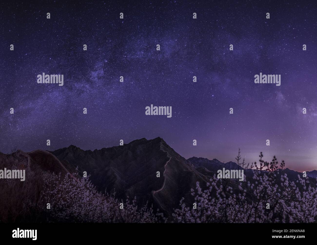 Landscape of the starry sky above the Huanghuacheng Great Wall in ...