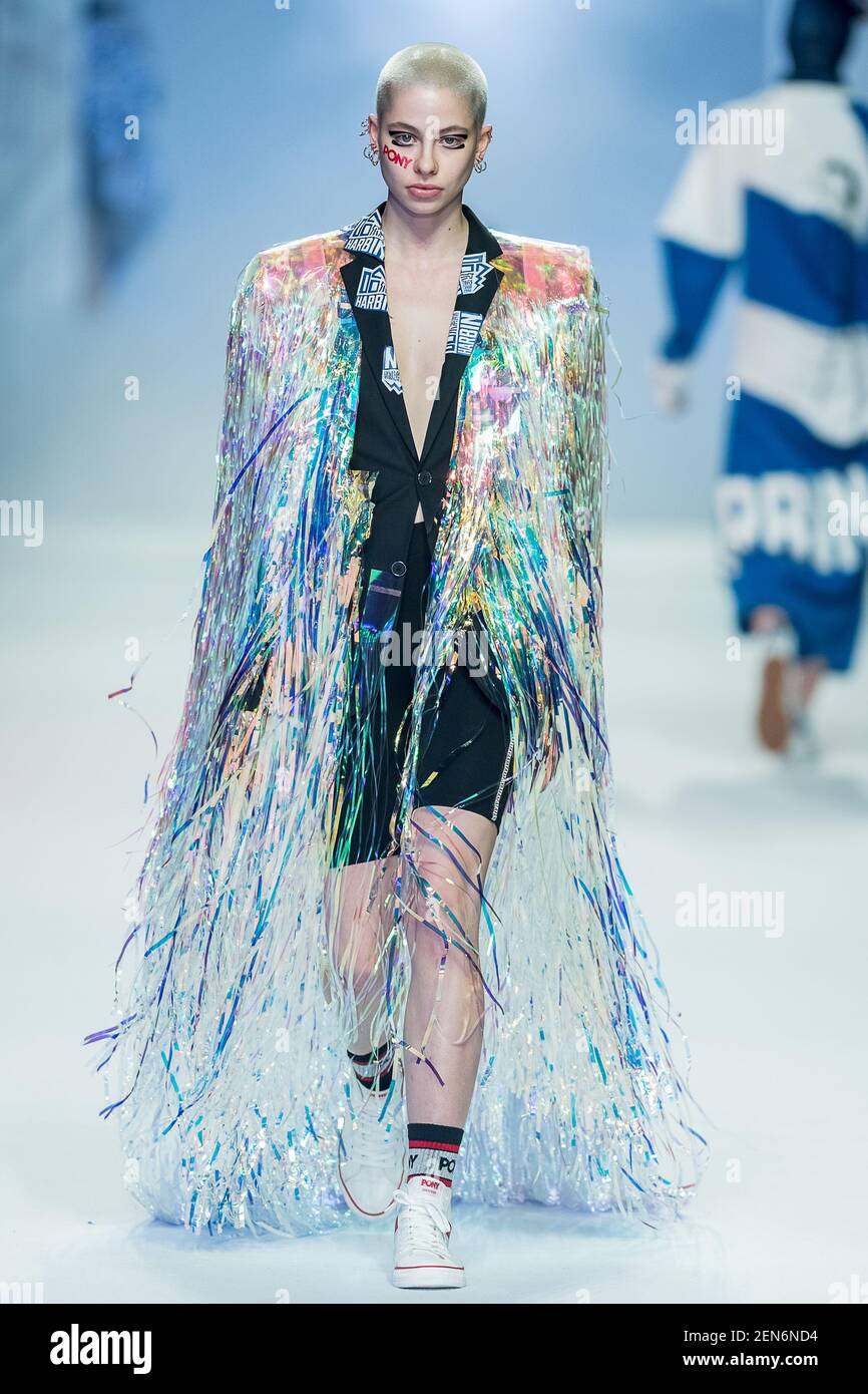 A model displays a new creation at the Pony x Harbin show during the ...
