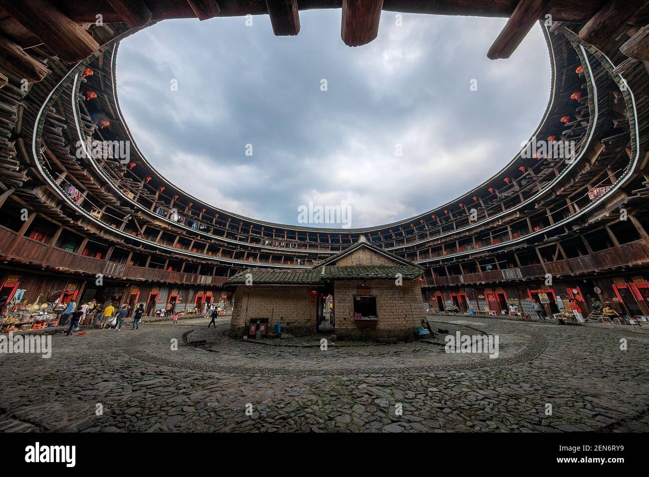 Fujian, China - June 20 2019: Hakka tulou in fujian province is a ...