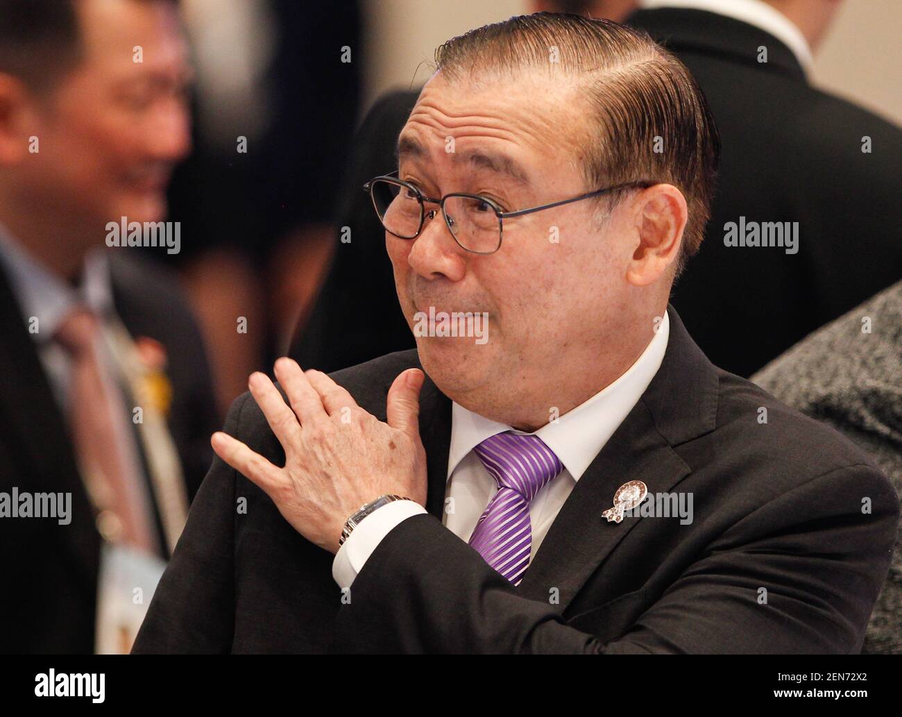 Philippine Foreign Affairs Secretary Teodoro Locsin, attends to the ...