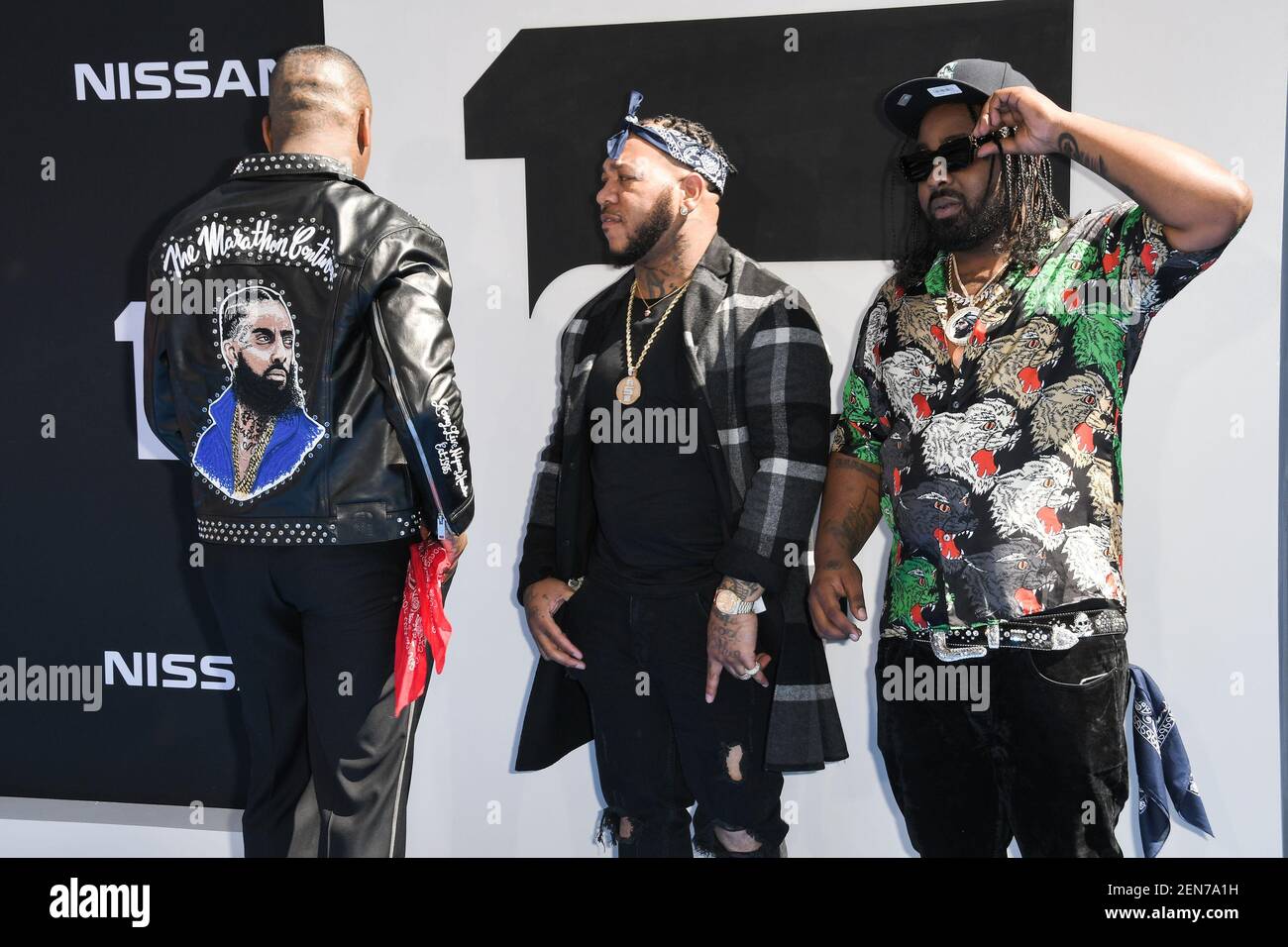 YG (C) and guests at the 2019 BET Awards held at Microsoft Theater on ...
