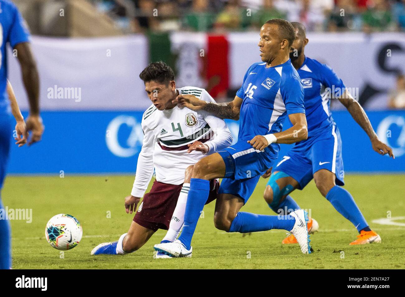 June 23, 2019: Mexico defender Edson Alvarez (4) gets run into by ...