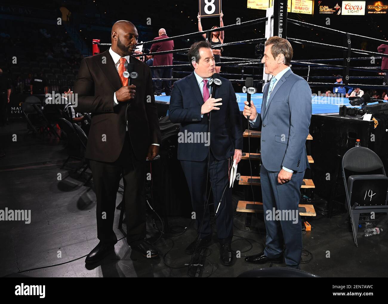 LAS VEGAS - JUNE 23: Lennox Lewis, Kenny Albert and Joe Goossen at Fox ...