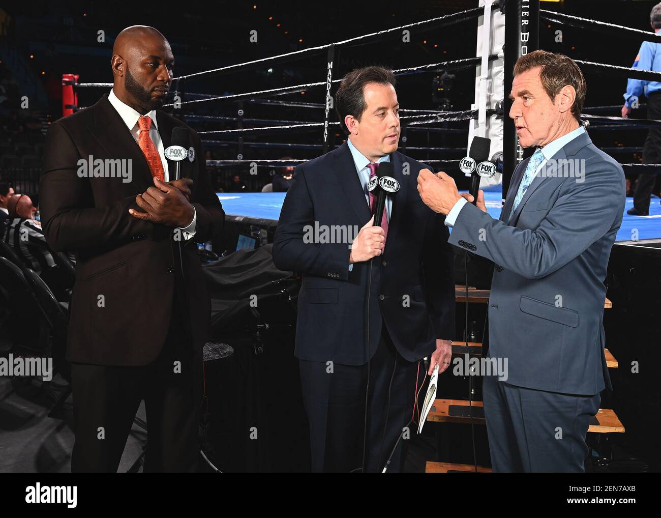 LAS VEGAS - JUNE 23: Lennox Lewis, Kenny Albert and Joe Goossen at Fox ...