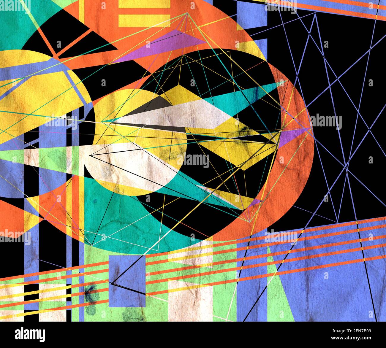 Color watercolor retro background with geometric objects with different ...