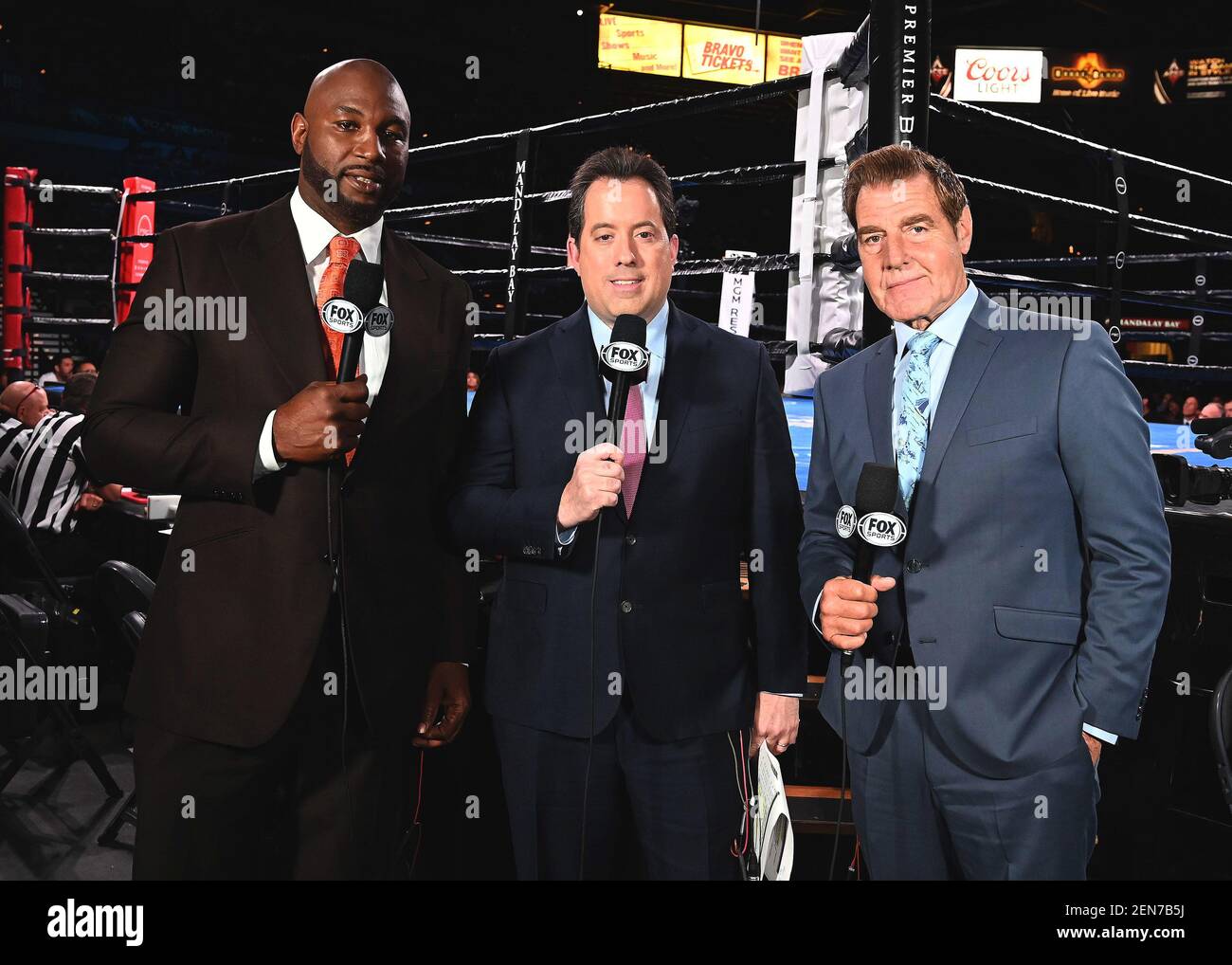 LAS VEGAS - JUNE 23: Lennox Lewis, Kenny Albert and Joe Goossen at Fox ...