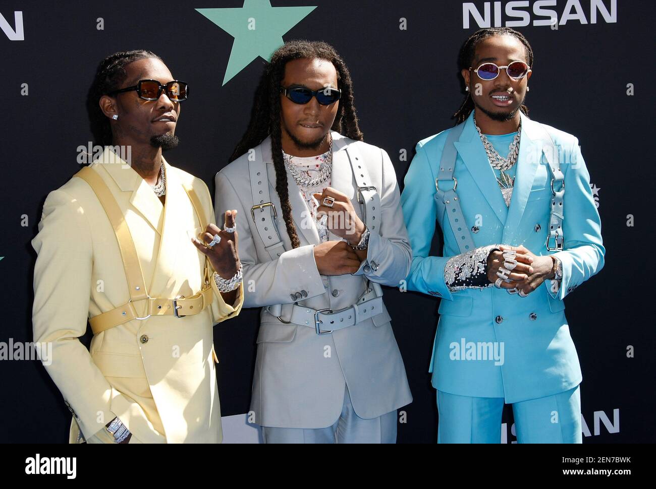 Offset, Takeoff and Quavo of Migos attend the 2019 BET Awards on June ...