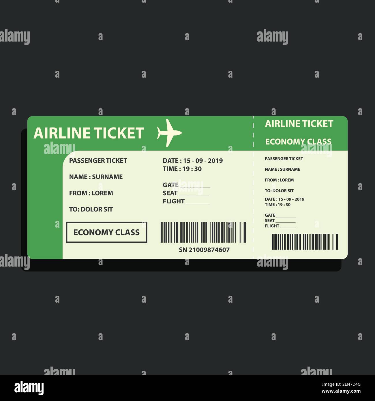 airline ticket for traveling by plane. vector illustration Stock Vector ...