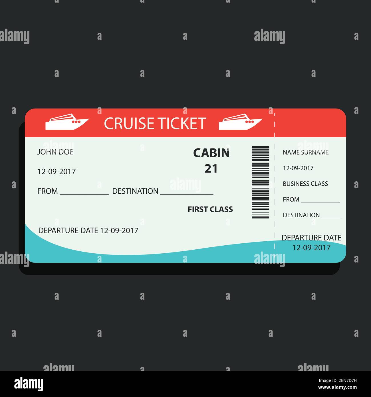 ship cruise ticket for traveling by ship. vector illustration Stock ...