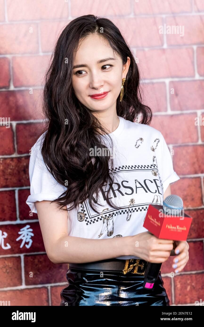 Chinese actress Yang Mi attends an unveiling ceremony for the wax figure of her role in the new ...