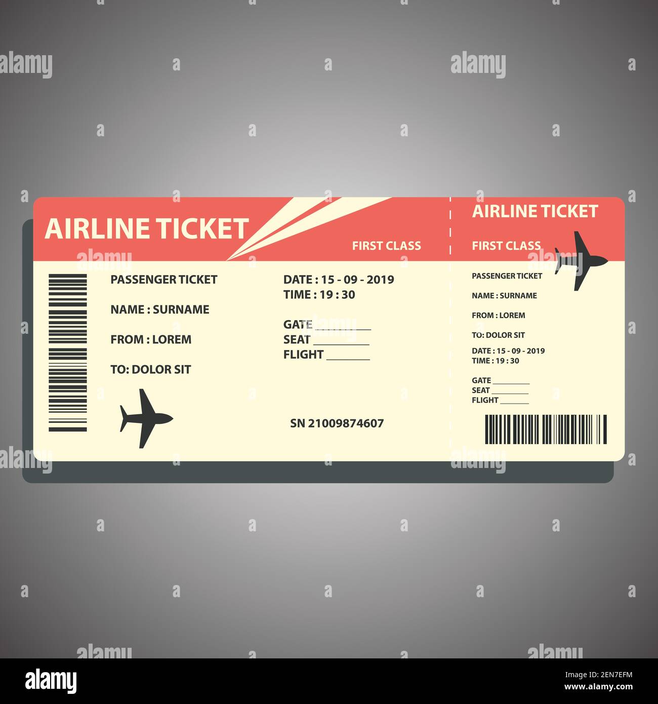 airline ticket for traveling by plane. vector illustration Stock Vector ...