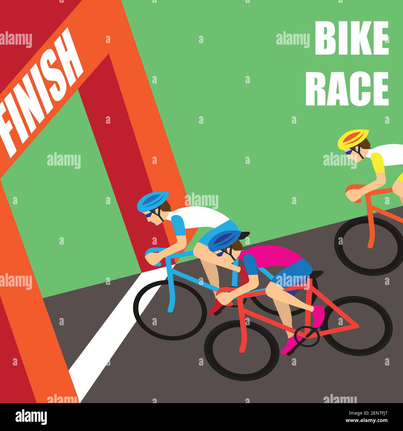 group of cyclist at professional race for bike rally event. vector ...