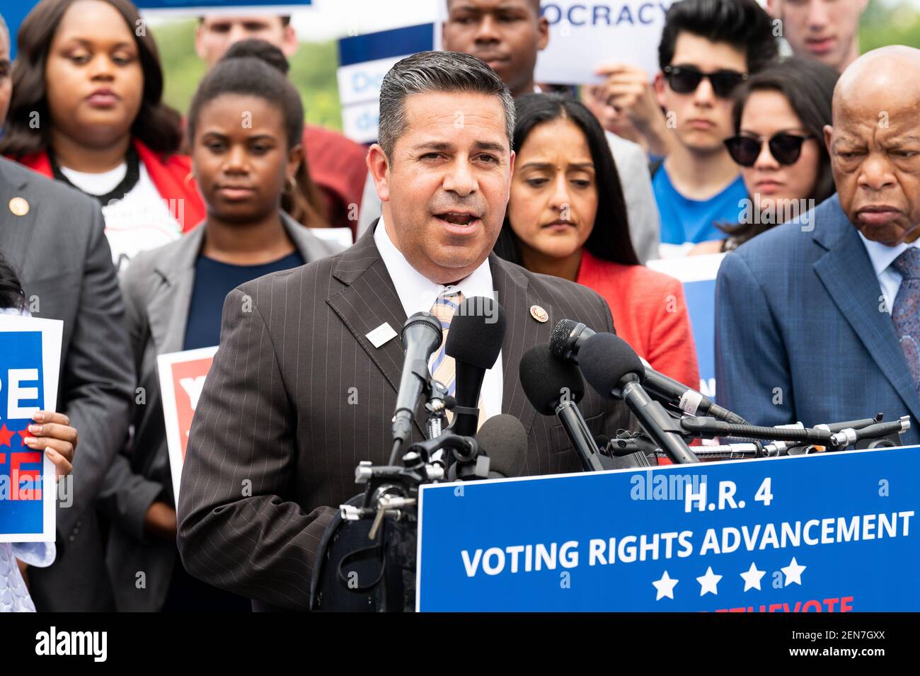 U.S. Representative Ben Lujan (D-NM) speaking at a rally at the U.S ...