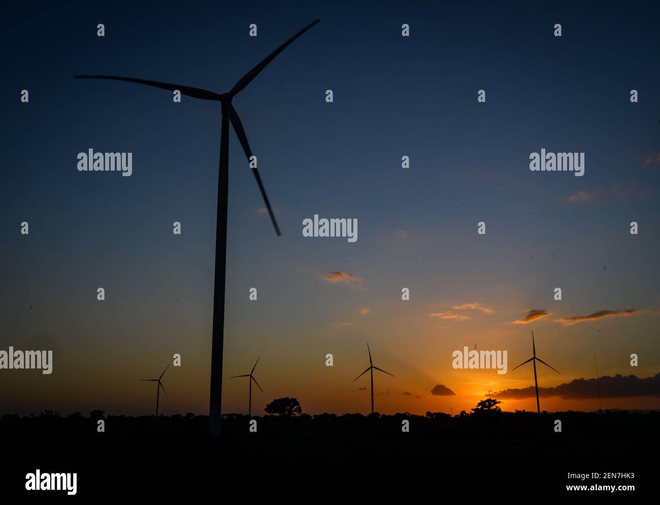 A view of Turbines on Tolo 1Jeneponto wind energy power plant in South ...