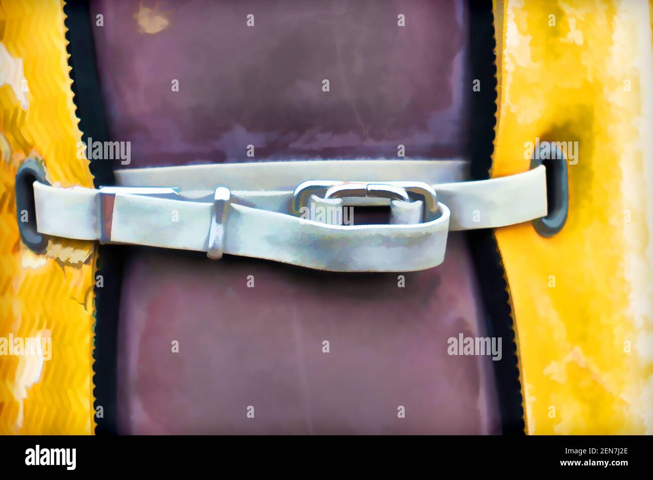Closeup of a strip and metal clips that keeps a strip yellow plastic in ...