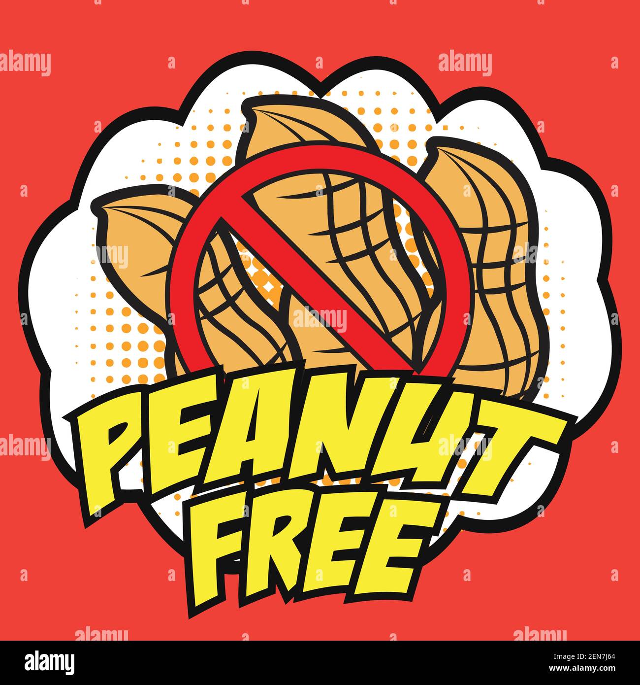peanut free allergen ingredient for dairy free icon in pop art style ...