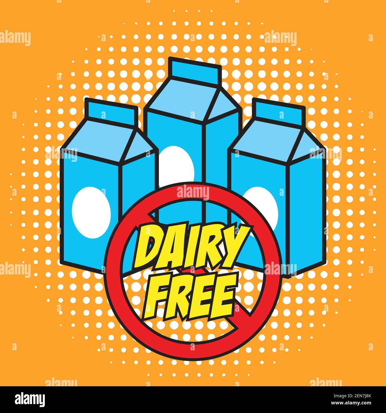 dairy free allergen ingredient for dairy free icon in pop art style ...