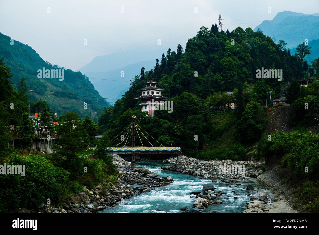 Sichuan, China - June 27 2019: Sanjiang ecological scenic spot is ...