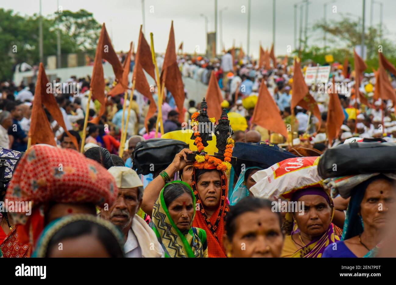 PUNE, INDIA - JUNE 26: Devotees participate in Pandharpur Wari, which ...