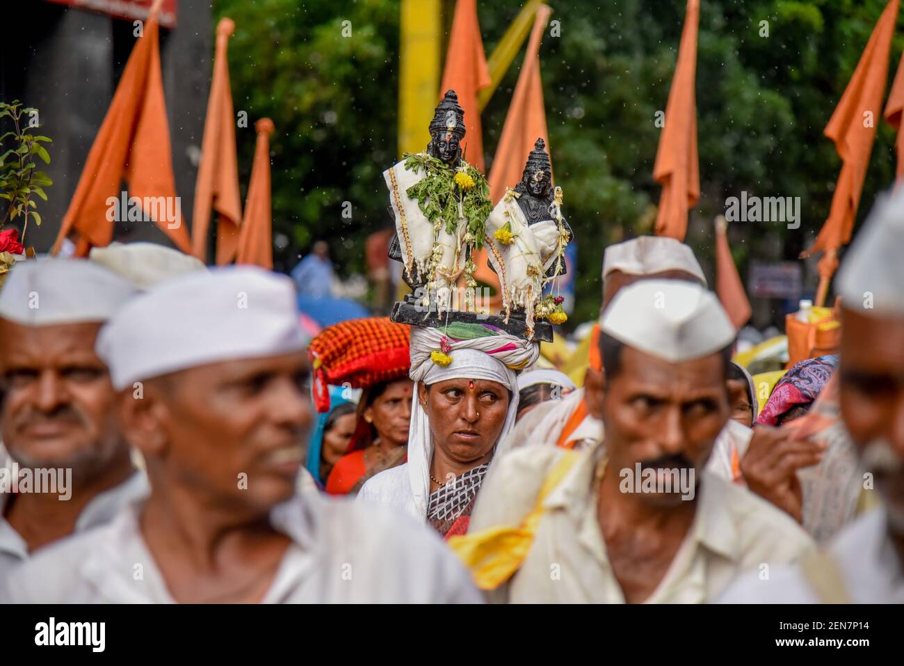 PUNE, INDIA - JUNE 26: Devotees participate in Pandharpur Wari, which ...