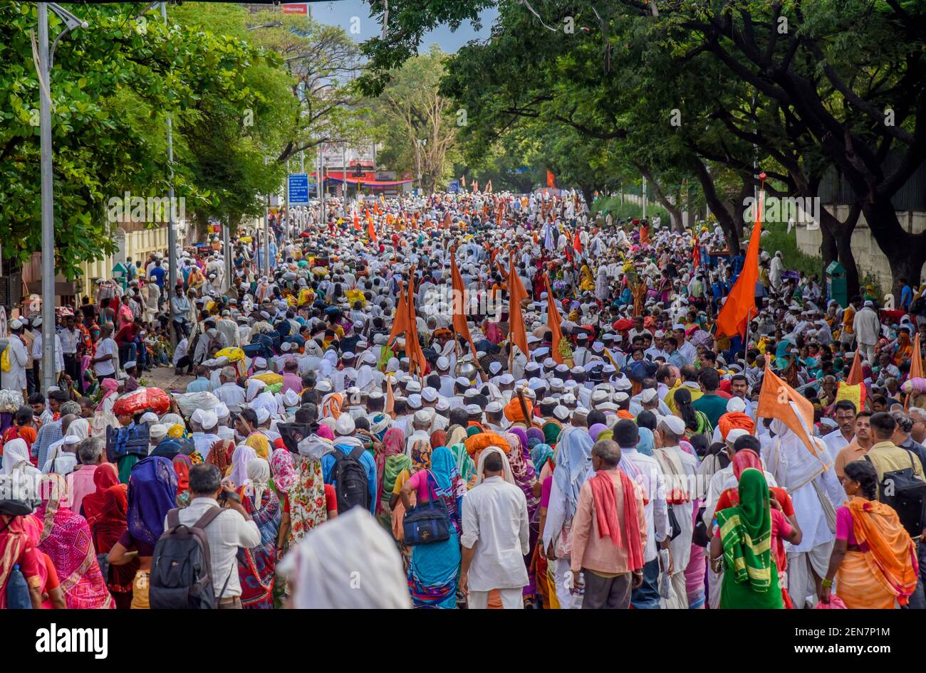 PUNE, INDIA - JUNE 26: Devotees participate in Pandharpur Wari, which ...