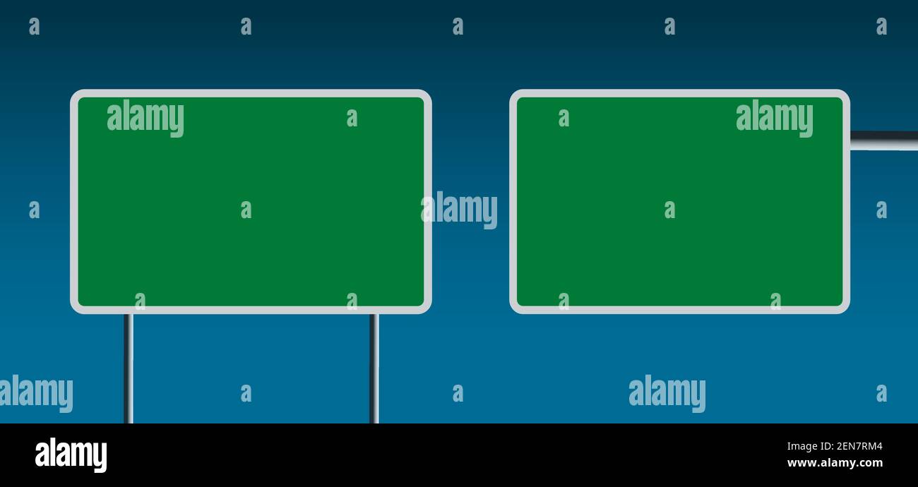 empty green informational road signs on highway Stock Vector Image ...