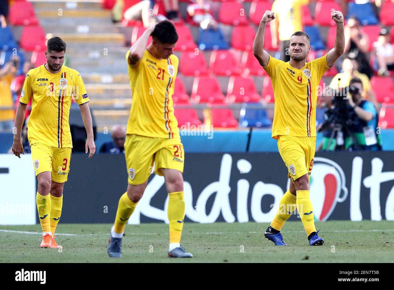 George Puscas of Romania celebrates after scoring the goal of 1-1 ...