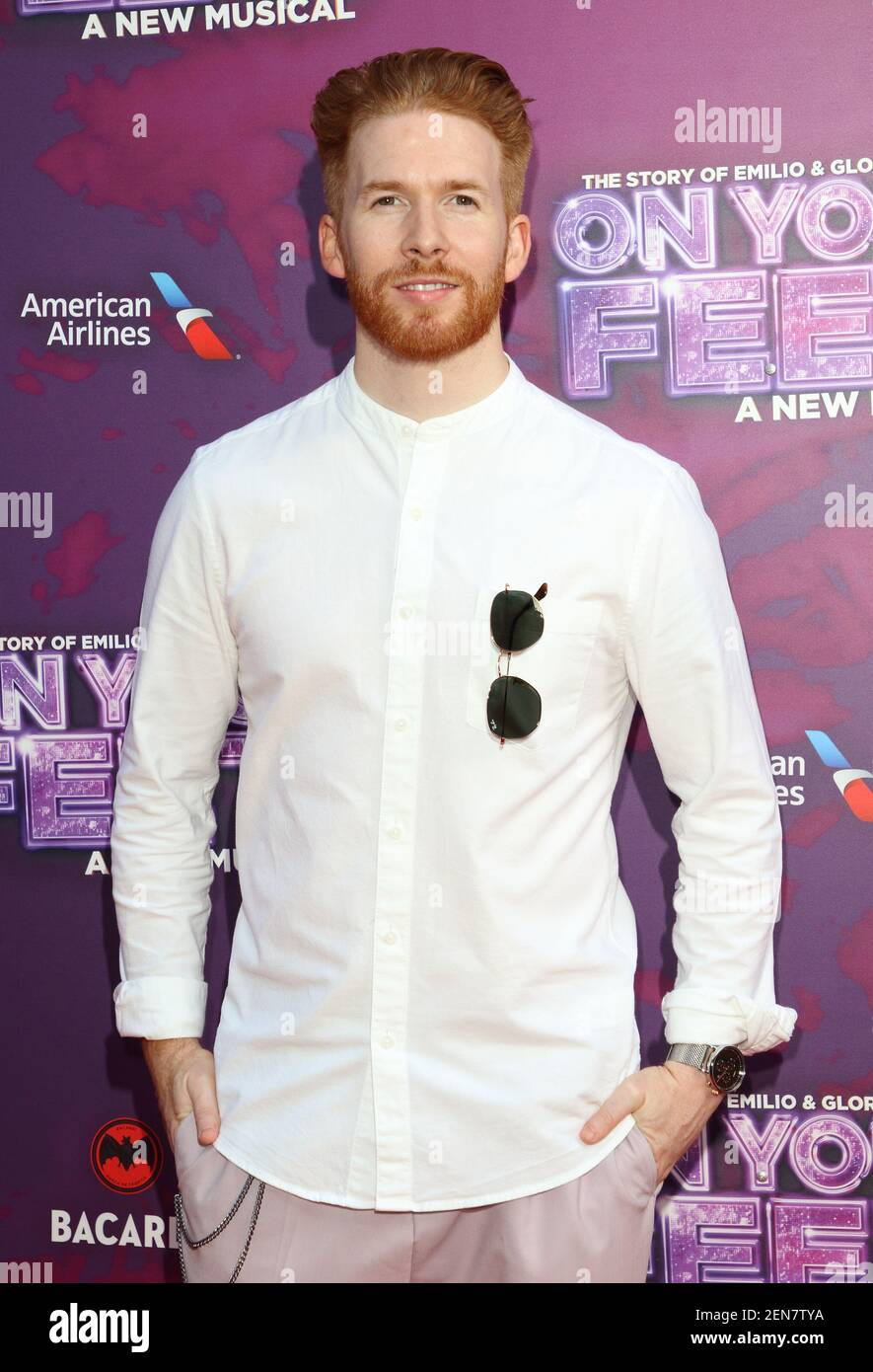 Neil Jones arrives on the red carpet during the On Your Feet Press ...