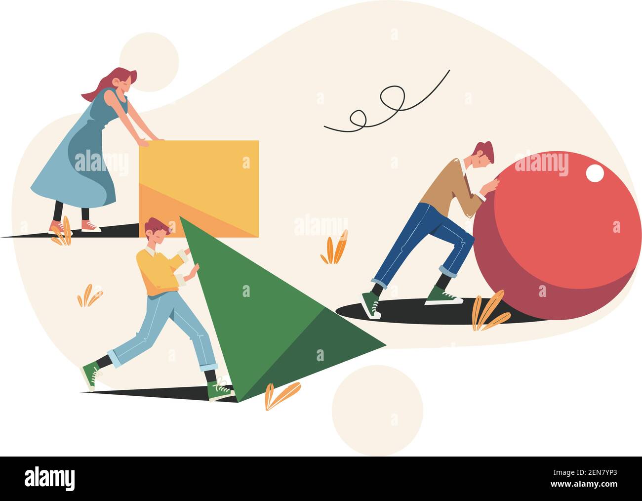 Pushing each other Stock Vector Images - Alamy