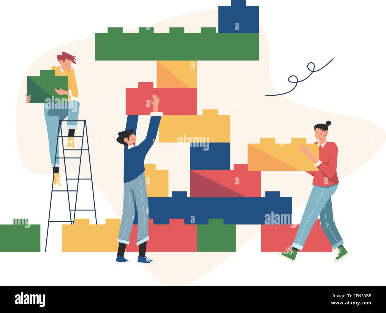 People connecting the elements of the blocks Stock Vector Image & Art ...