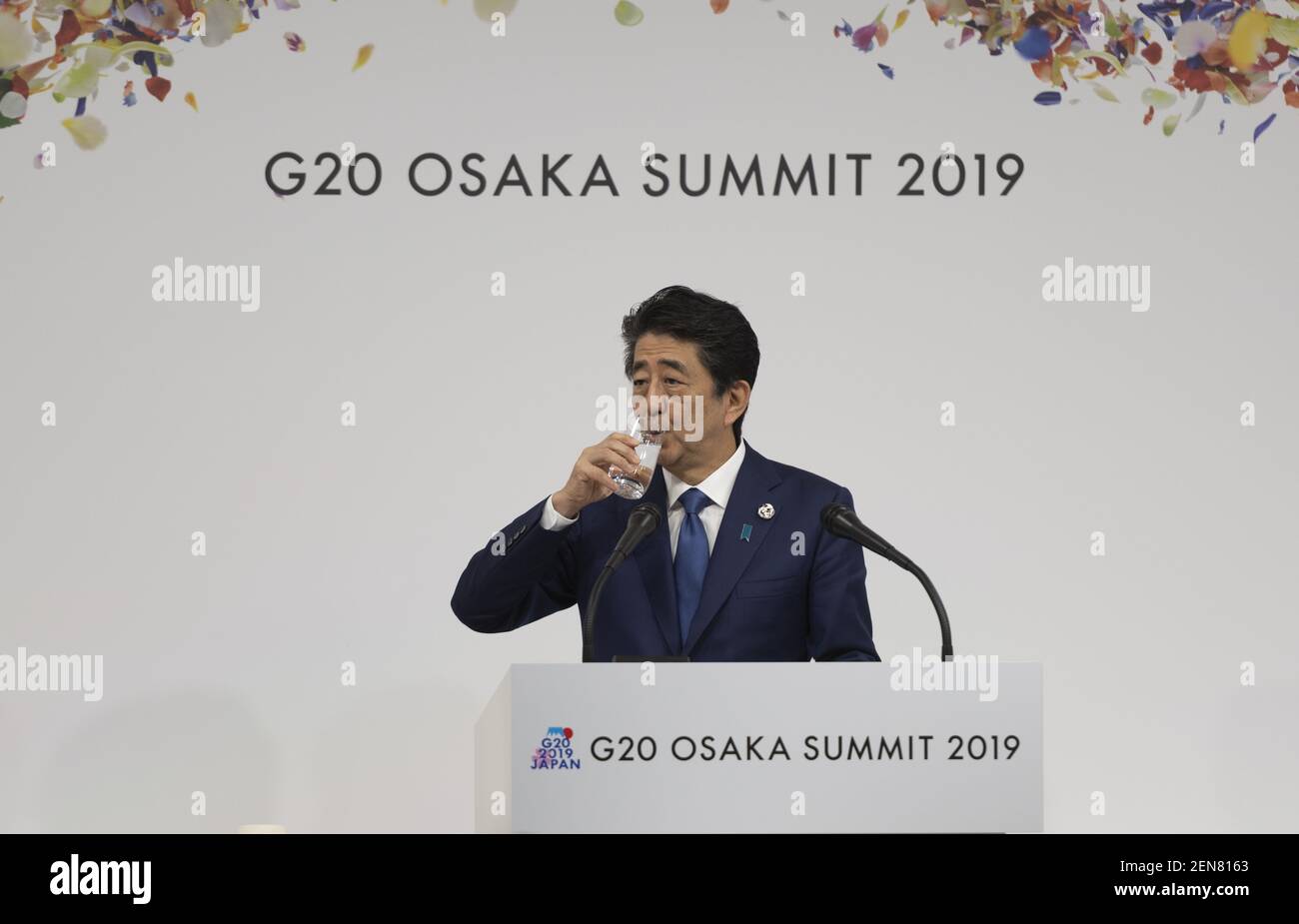 Prime Minister of Japan Shinzo Abe holds press conference after the ...