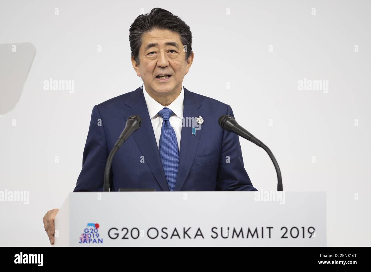 Prime Minister of Japan Shinzo Abe holds press conference after the ...