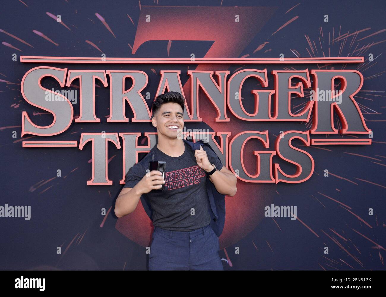 Jordan Buhat arrives at Netflix's STRANGER THINGS 3 World Premiere held ...